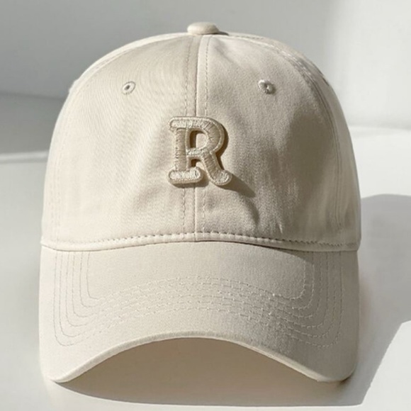 Accessories | Adjustable Cream Embroidered R Baseball Cap Os New | Poshmark